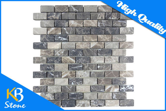 Modern Home Decoration Dark Emperador Tumbled Marble Tile Subway Pattern Mosaic Tiles