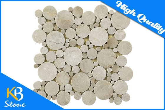 Mixed Round Marble Polishing Cream Marfil Tile Mosaic Home Decoration Tile Indoor / Outdoor