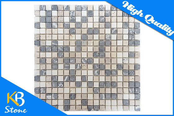 Mixed Colour Travertine Mosaic Tile Square Shape Home Decoration Wall / Flooring Tiles