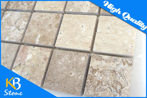 Square Pattern Natural Travertine Stone Mosaic Flooring Tile 12" x 12" Marble Wall Tile