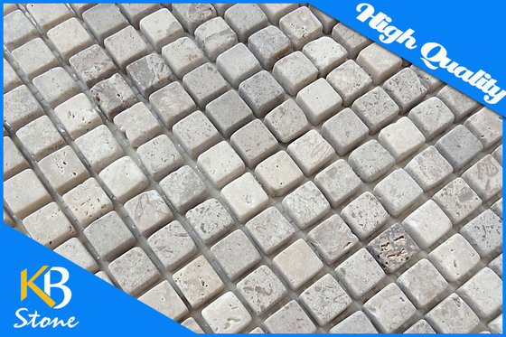 Modern Decorative Indoor Outdoor Travertine Marble Mosaic Tiles Polished Surface 10mm Thickness