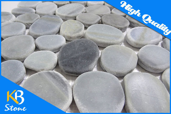 M033 Italy Gray Polished Pebble Stone Mosaic Tile For Outdoor Wall Decoration Materials