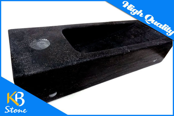 Square Pure Black Stone Wash Basins / Small Polished Natural Stone Sink for Shower Room