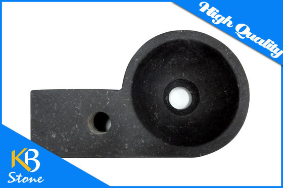Home Use Polished Marble Stone Bath Corner Wash Basin Pure Black Round Sink