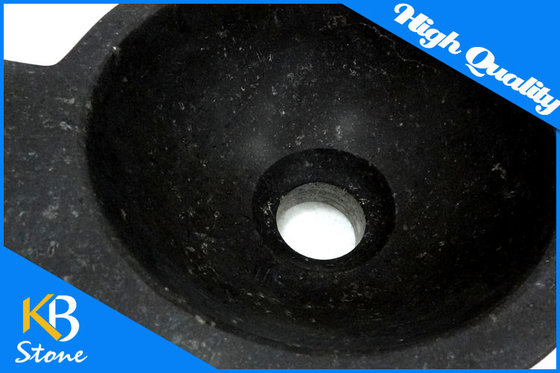 Home Use Polished Marble Stone Bath Corner Wash Basin Pure Black Round Sink