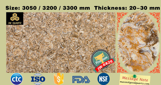 JW-6826 Midday Tea-Artificial Quartz Stone Slab Quite suitable for Kitchen Countertop