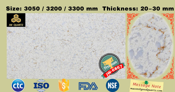 JW-6867 Finland-Contact with food safe Artificial Quartz Stone Slab for countertop
