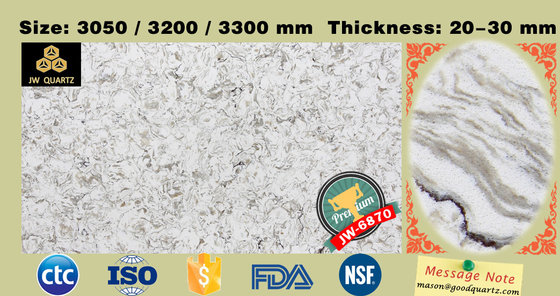 JW-6870 Eiger-Graceful White Artificial Quartz Stone Slab