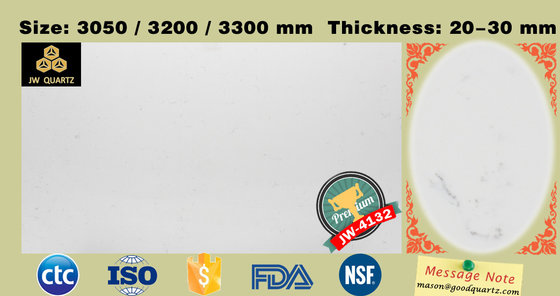 JW-4132 South Pole-Pure White Artificial Quartz Stone Slab