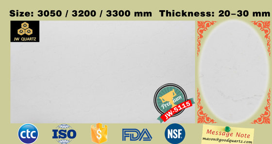 JW-5115 Milk-Soft White Artificial Quartz Stone Slab for Countertop