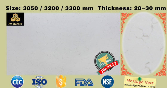 JW-5117 Cloudy-Dim White Artificial Quartz Stone Slab for Countertop