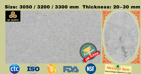 JW-5209 Koala Grey-Bright Grey Artificial Quartz Stone Slab