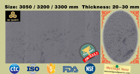 JW-5217 Whale Grey-Anti Aging Artificial Quartz Stone Slab for Countertop