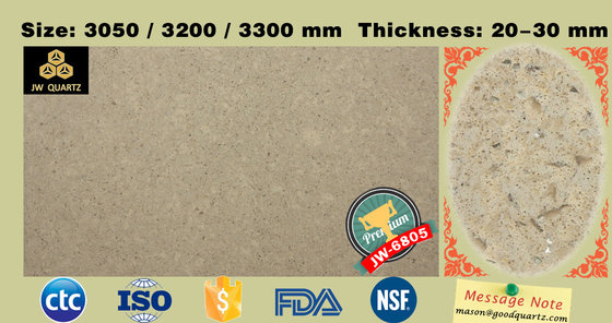 JW-6805 Beige Plain-Engineered Quartz Stone Slab for Countertop