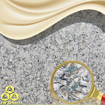 JW-6806 Childhood-Green color mixed Artificial Quartz Stone Slab for Countertop
