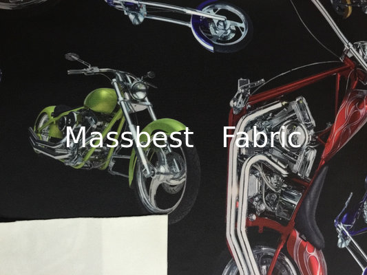 New Printing !  100% cotton MOTORCYCLE Pattern for casual clothing Jacquard knitted fabric supplier