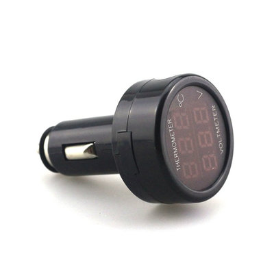 2 In 1 DC 12V Digital Car Voltmeter Thermometer Temperature Meter Battery Monitor