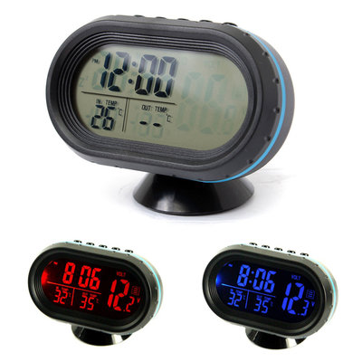 4 In 1 LCD Digital Thermometer Voltmeter Voltage Meter Tester Monitor Luminous Clock