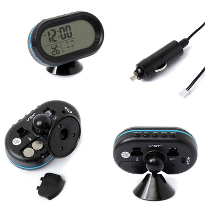 4 In 1 LCD Digital Thermometer Voltmeter Voltage Meter Tester Monitor Luminous Clock