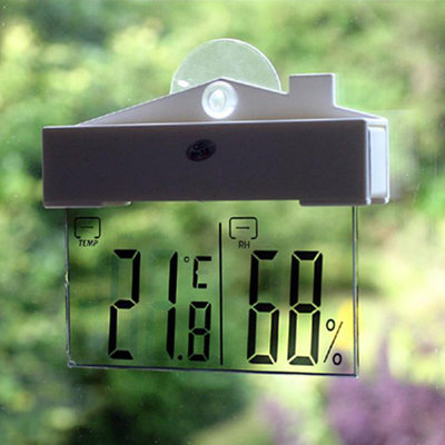 Digital Transparent Display Thermometer Hydrometer Indoor Outdoor Home Decoration