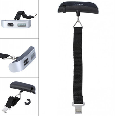 Portable Mini LCD Luggage Electronic Scale Thermometer 50kg Capacity Hanging Digital Weigh