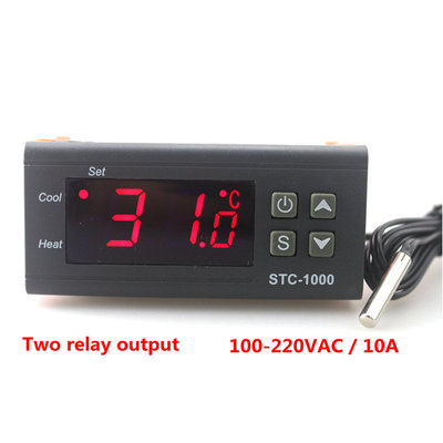 Two Relay Output LCD Digital Temperature Controller with Sensor 110~220VAC 10A Thermostat