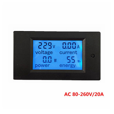 New Voltage Current Power Energy Meter AC 80-260V/20A Voltmeter Ammeter with Blue Backligh