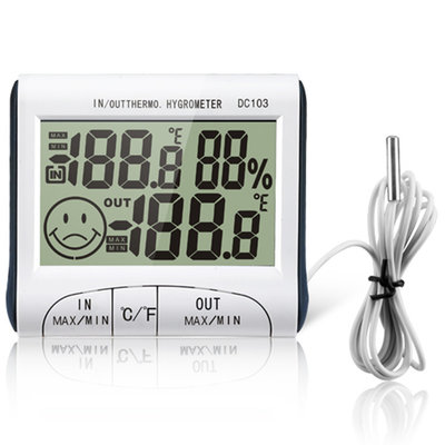 Temperature Humidity 2.9" LCD Indoor/Outdoor Digital Thermometer Hygrometer Meter w/Wired