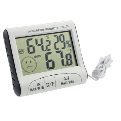 Temperature Humidity 2.9" LCD Indoor/Outdoor Digital Thermometer Hygrometer Meter w/Wired