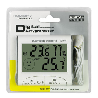 Temperature Humidity 2.9" LCD Indoor/Outdoor Digital Thermometer Hygrometer Meter w/Wired