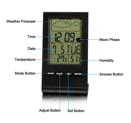 LCD Display New Thermo hygrometer Weather Station Black Digital Hygrometer Thermometer