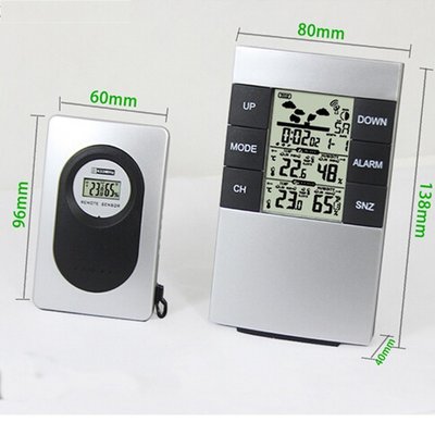 LED Digital Weather Station Wireless Indoor Outdoor Alarm Clock Thermometer Humidity Meter