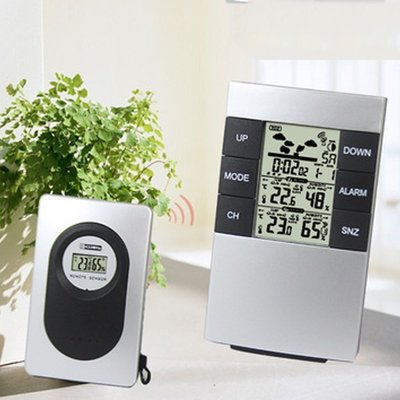 LED Digital Weather Station Wireless Indoor Outdoor Alarm Clock Thermometer Humidity Meter