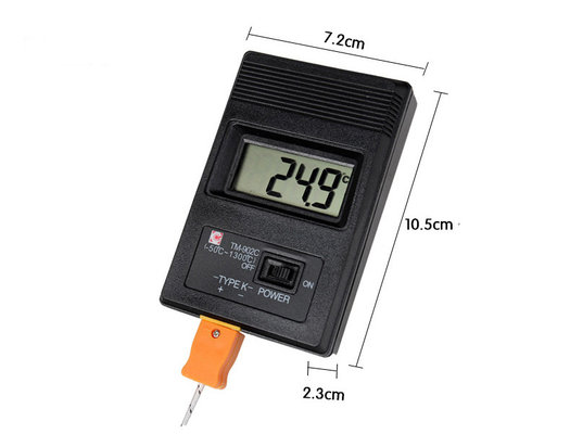 New Black K Type Digital LCD Temperature Detector Thermometer Industrial Thermodetector