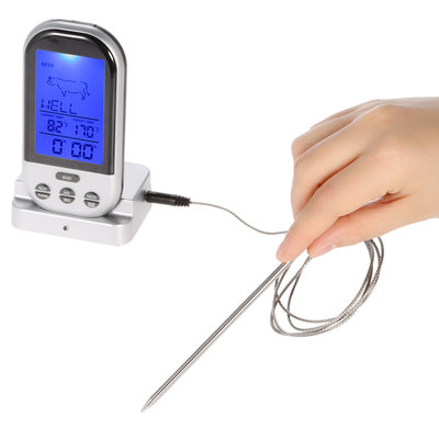 LCD Wireless Barbecue Timer Food Cooking Thermometer Digital Probe Meat Thermometer BBQ