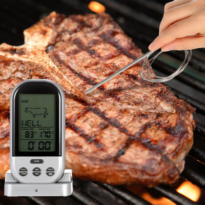 LCD Wireless Barbecue Timer Food Cooking Thermometer Digital Probe Meat Thermometer BBQ