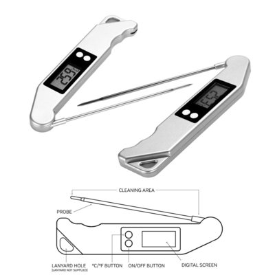 Kitchen Folding Probe Digital Thermometer Temperature Meter Cooking Food Meat BBQ Househol