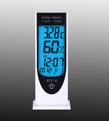 Digital Temperature Humidity Meter Weather Indoor Outdoor Tester Alarm Clock HTC-8