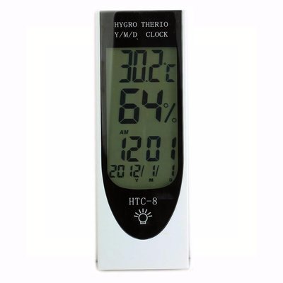 Digital Temperature Humidity Meter Weather Indoor Outdoor Tester Alarm Clock HTC-8
