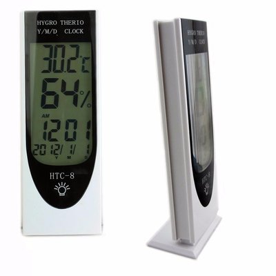 Digital Temperature Humidity Meter Weather Indoor Outdoor Tester Alarm Clock HTC-8