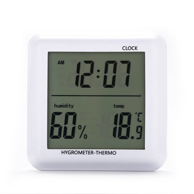 Home Weather Station Indoor Digital C/F Thermometer Hygrometer Clock LCD Temperature Humidity Meter Monitor