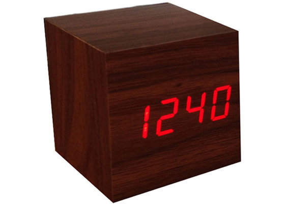 Wooden LED Alarm Clock With Thermometer Temp Date LED Display Calendars Electronic Desktop Digital Table Clocks For Gift