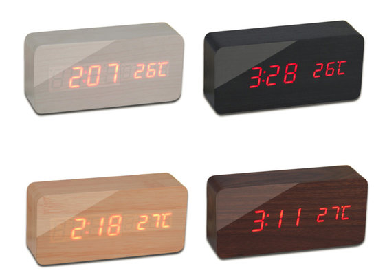 Quality Digital LED Alarm Clock Sound Control Wooden Despertador Desktop Clock USB/AAA Powered Temperature Display Hours