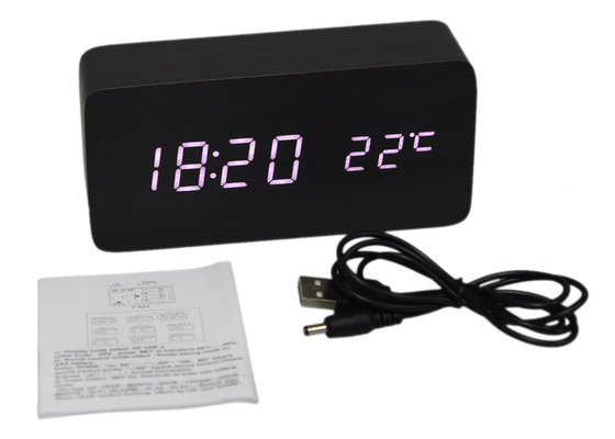 Quality Digital LED Alarm Clock Sound Control Wooden Despertador Desktop Clock USB/AAA Powered Temperature Display Hours