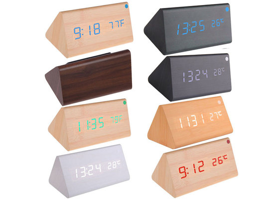 New wooden LED Alarm Clock,despertador Temperature Sounds Control LED display,electronic desktop Digital table clock