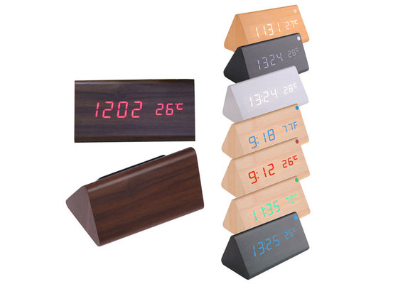 New wooden LED Alarm Clock,despertador Temperature Sounds Control LED display,electronic desktop Digital table clock