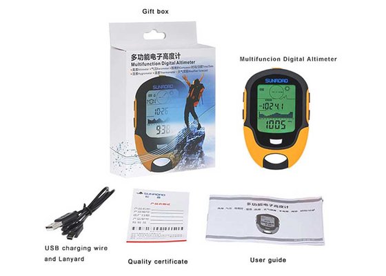 FR500 Waterproof Digital Compass Altimeter LCD Digital Barometer Hygrometer Handheld Compass Weather Forecast