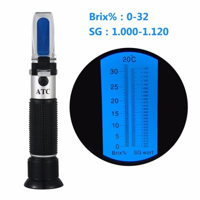 RSG-32ATC Beer Wort and Wine Refractometer,brewing refractometer 0-32 Dual Scale - Specific Gravity 1.000-1.120 and 0-32