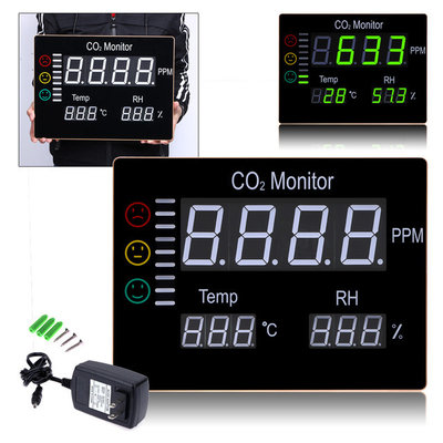 Digital Wall Mount Indoor Air Quality Temperature Humidity RH 9999 PPM Carbon Dioxide CO2 Monitor Digital Meter Sensor