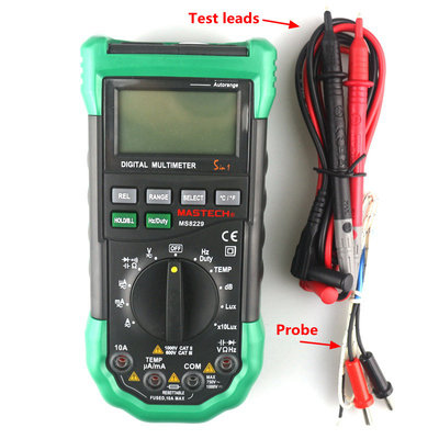 MS8229 Digital Multimeter 5 in 1 Noise Illumination Temperature Humidity Tester Diagnostic-tool Auto Range LCD Backlight